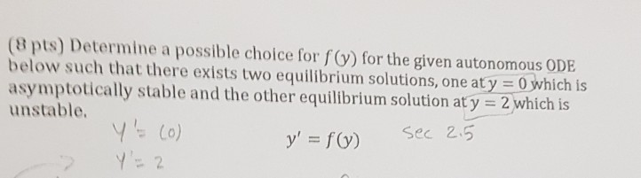 Solved Determine a possible choice for f (y) for the given | Chegg.com