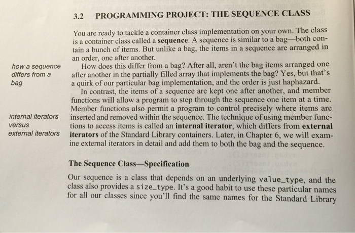 Solved The Assignment Is To Implement The Sequence Class 2332