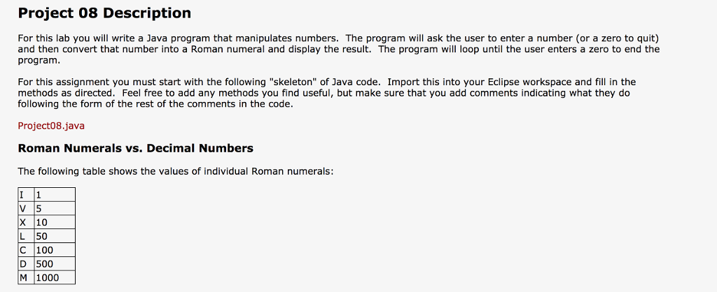 Solved Project 08 Description For this lab you will write a | Chegg.com