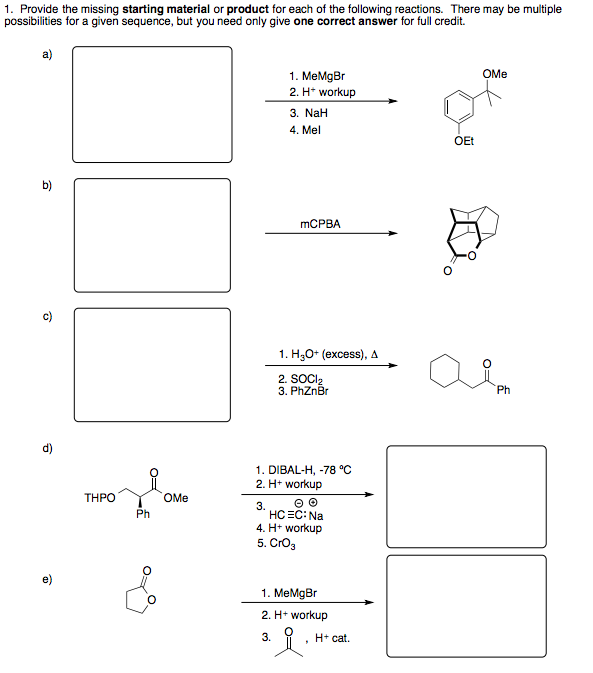 Solved Provide the missing starting material or product for | Chegg.com