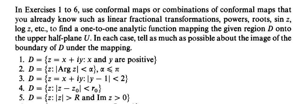 Solved Complex Analysis #5, Conformal Mapping. #5 ONLY. I | Chegg.com