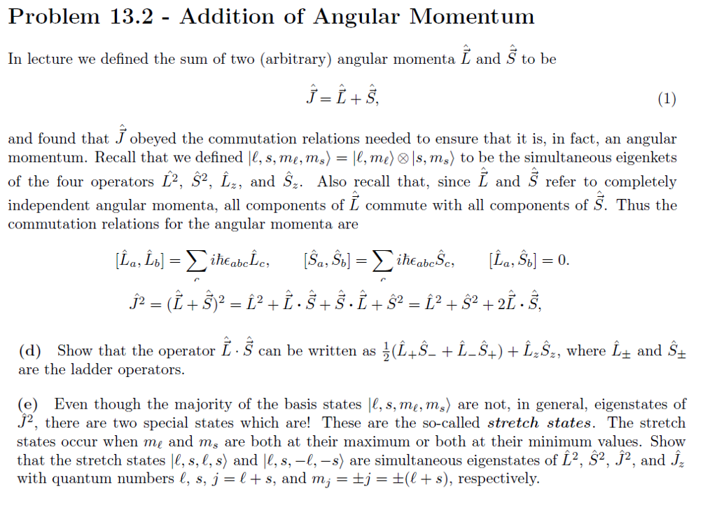 Solved Problem 132 Addition Of Angular Momentum In