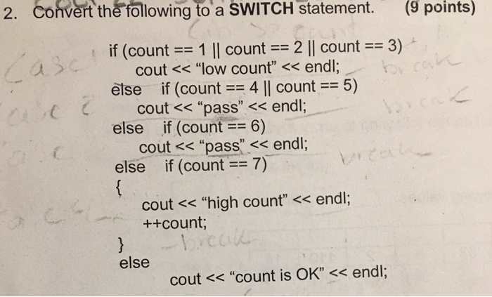 Solved Convert the following to a SWITCH statement. | Chegg.com