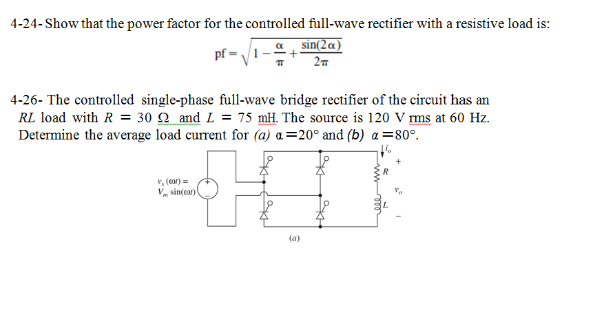 Solved Show that the power factor for the controlled | Chegg.com