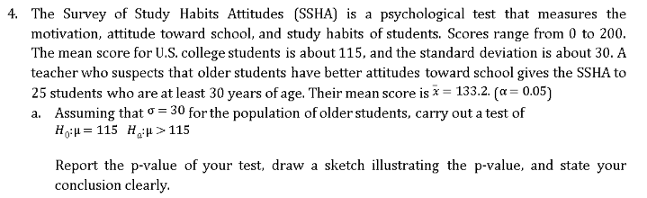 Solved The Survey of Study Habits Attitudes (SSHA) is a | Chegg.com