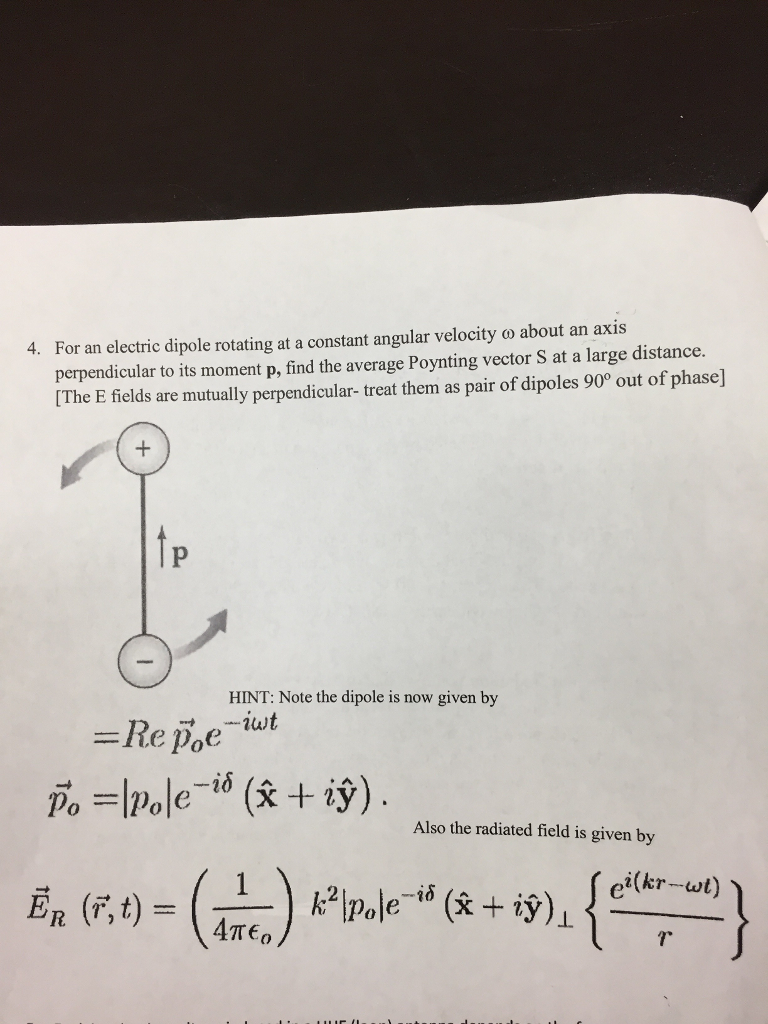 For an electric dipole rotating at a constant angular | Chegg.com