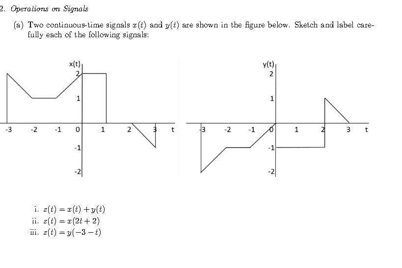 2. Operations on Signals (a) Two continuous-time | Chegg.com