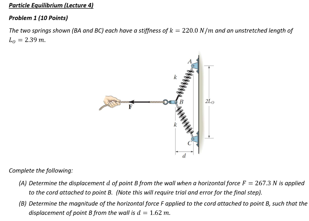 Solved Particle Equilibrium (Lecture 4) Problem 1 (10 | Chegg.com