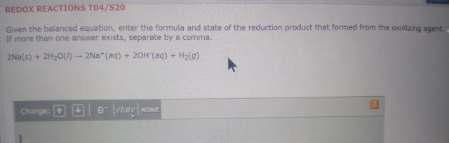 Solved REDOX REACTIONS TO4/s20 Given the balanced equation, | Chegg.com
