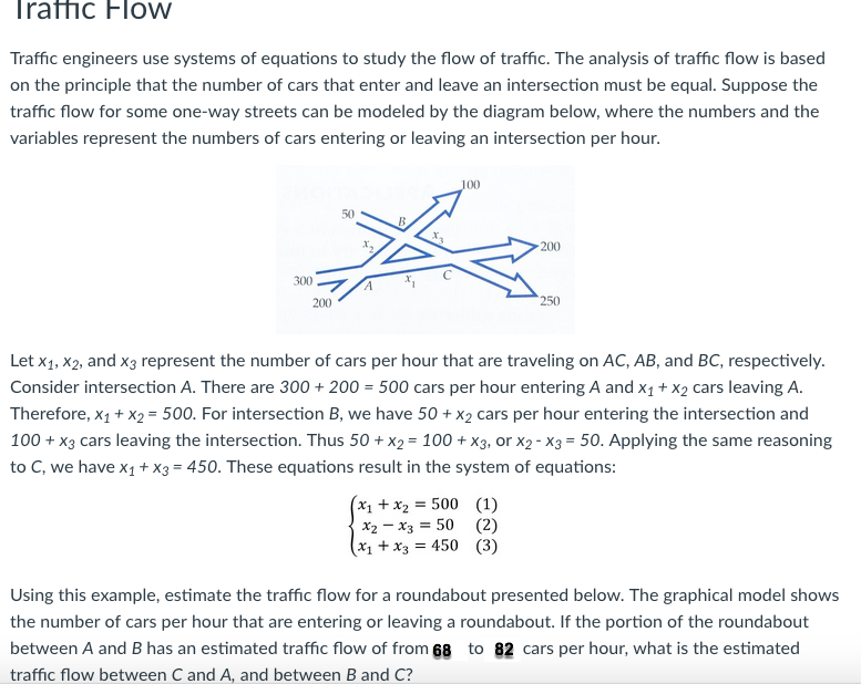 Solved Using this example, estimate the traffic flow for a | Chegg.com