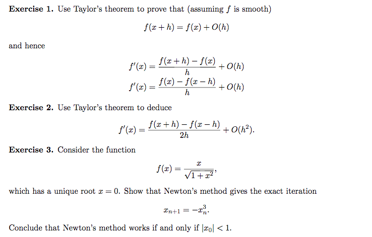 Solved Exercise 1. Use Taylor's theorem to prove that | Chegg.com