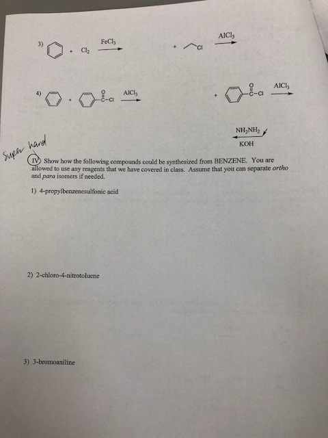 Solved AlCl 3) FeCl O AICl O AICl NH2NH2 har KOH show how | Chegg.com