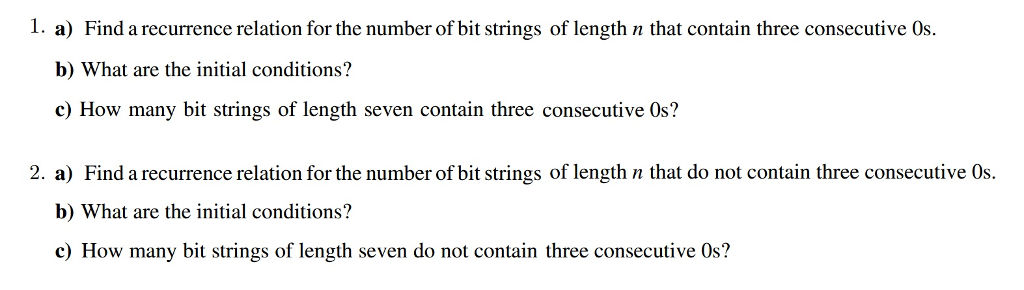 Solved Find A Recurrence Relation For The Number Of Bit