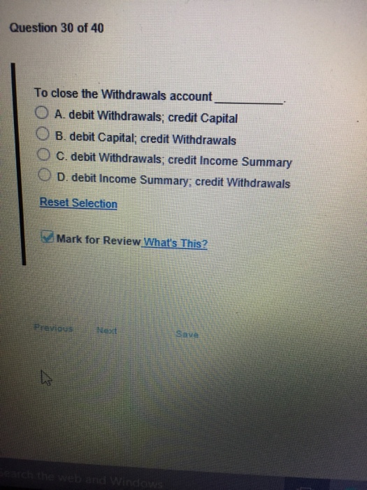 Solved To close the Withdrawals account debit Withdrawals; | Chegg.com