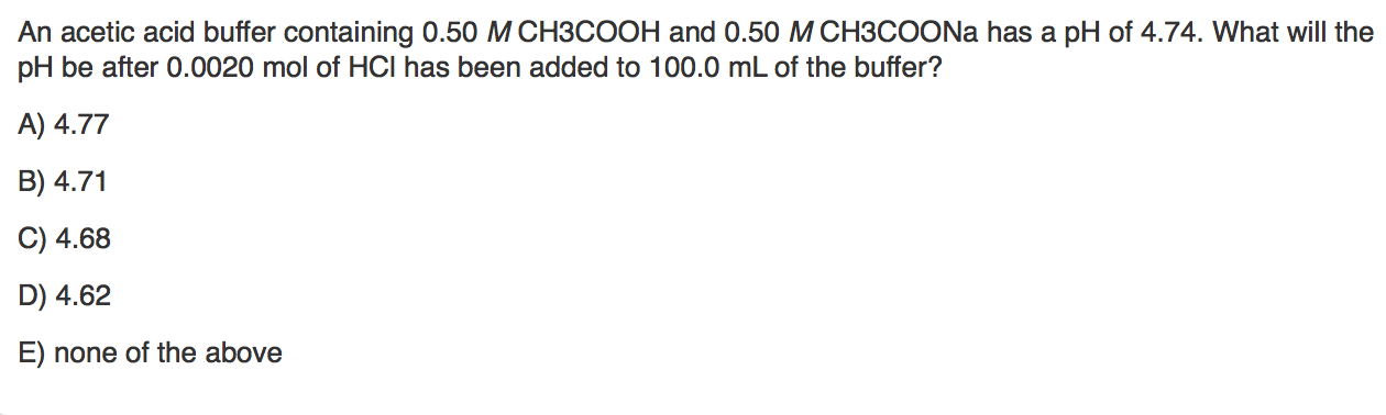 Solved An acetic acid buffer containing 0.50 M CH3COOH and | Chegg.com