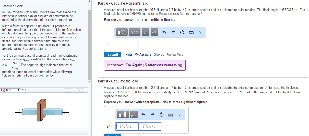 Solved Learning Goal: To use Poisson's ratio and Hooke's law | Chegg.com