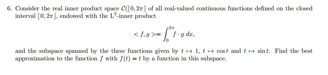 Consider the real inner product space C([0, 2 pi] of | Chegg.com