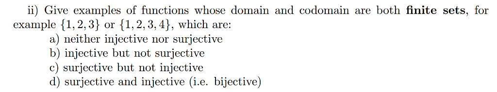 Solved Give examples of functions whose domain and codomain | Chegg.com