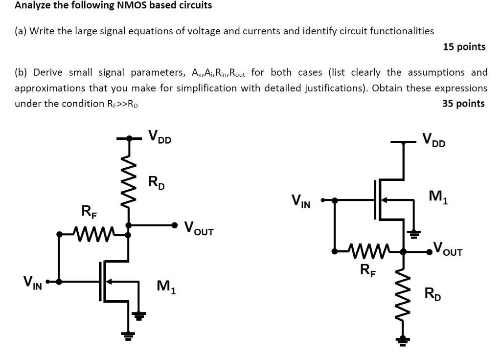 Solved Analyze the following NMOS based circuits (a) Write | Chegg.com