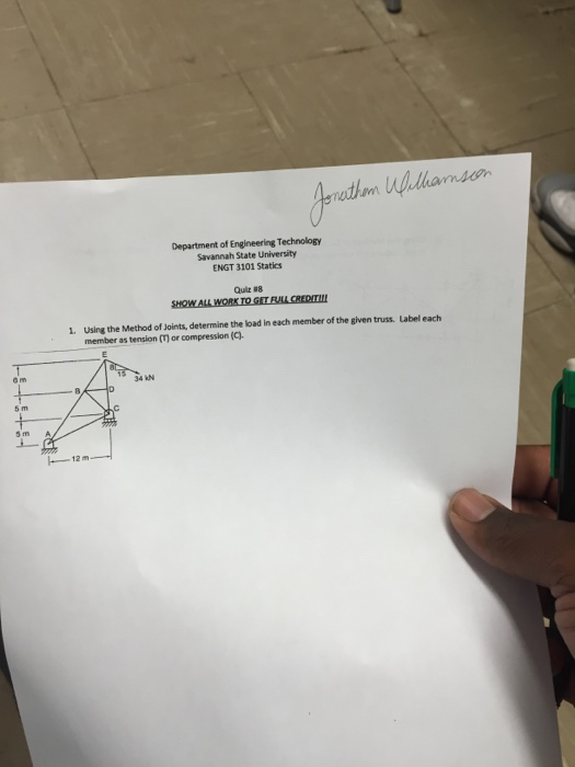 Solved Using the Method of joints, determine the load in | Chegg.com