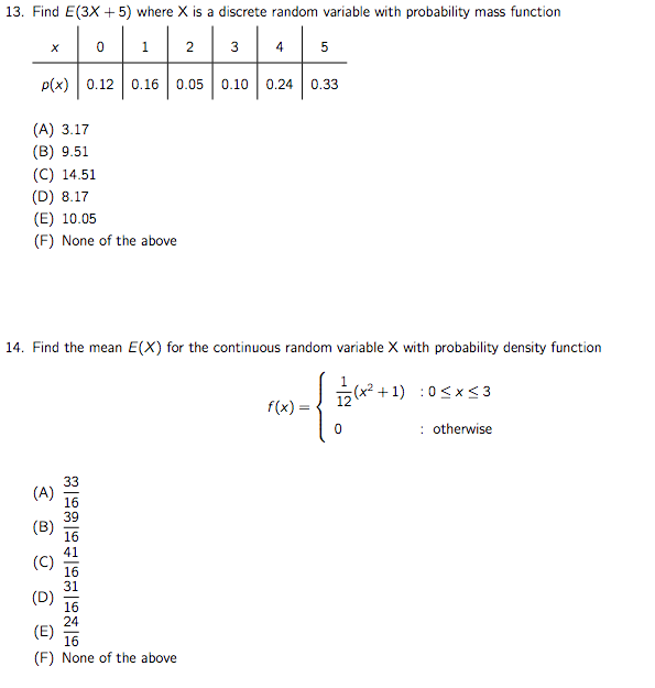 Solved Can somone work these two expected value problems out | Chegg.com