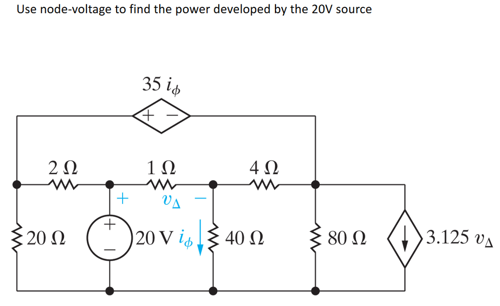 Use Node-Voltage to find the power developed by the | Chegg.com