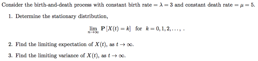 Solved Consider the birth-and-death process with constant | Chegg.com