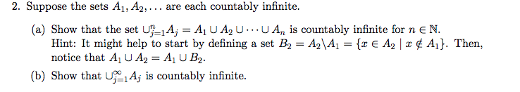 Solved Suppose the sets A_1, A_2,... are each countably | Chegg.com