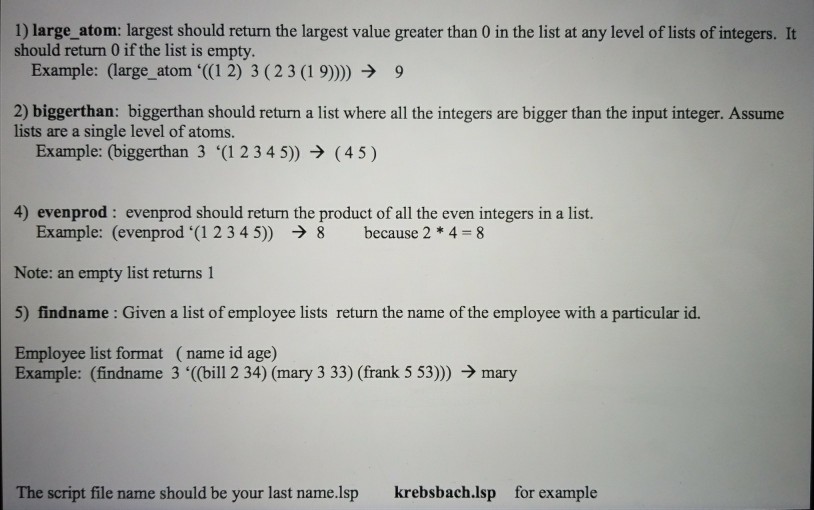 Solved 1) large atom: largest should return the largest | Chegg.com