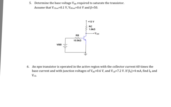 Solved Determine the base voltage V_BB required to saturate | Chegg.com