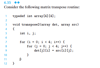 Solved 6.35 Consider the following matrix transpose | Chegg.com
