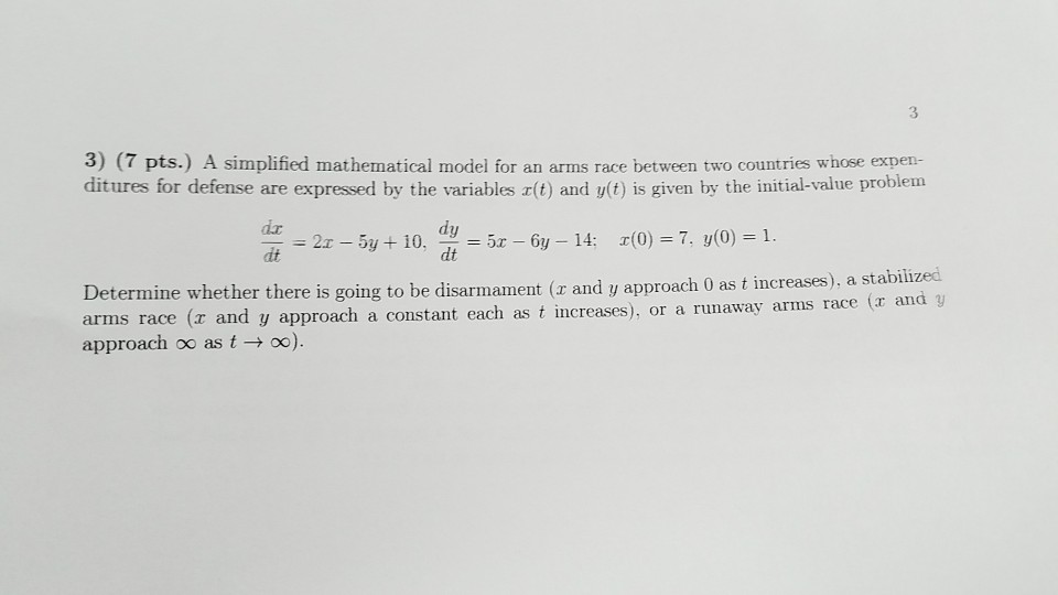 Solved 3 3) (7 pts.) A simplified mathematical model for an | Chegg.com