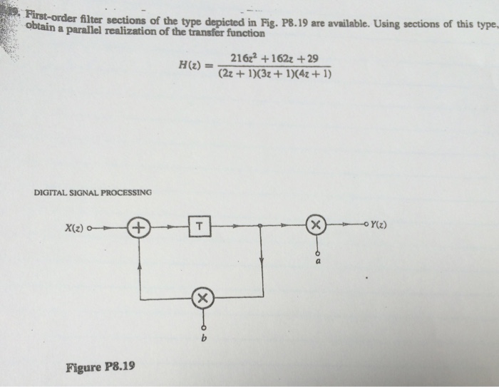 Solved 8.19. First-order filter sections of the type | Chegg.com