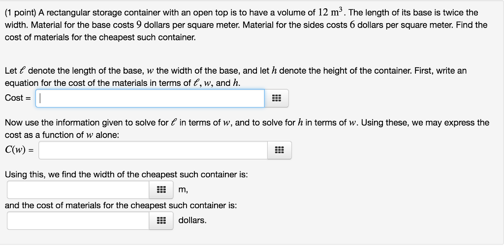 Solved A rectangular storage container with an open top is | Chegg.com