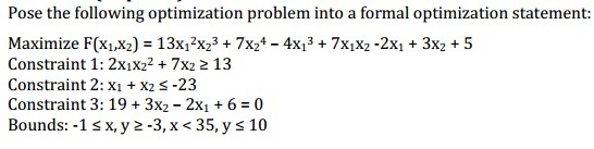 Pose the following optimization problem into a formal | Chegg.com