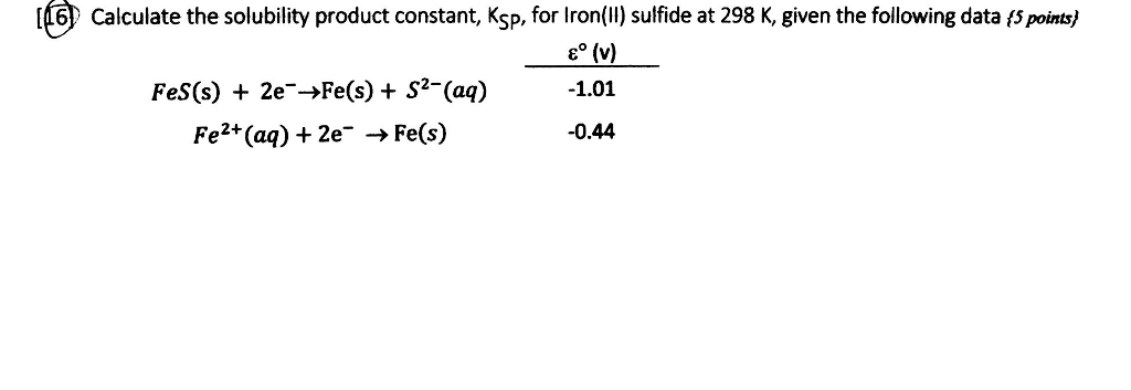 Solved Calculate the solubility product constant, K_SP, for | Chegg.com