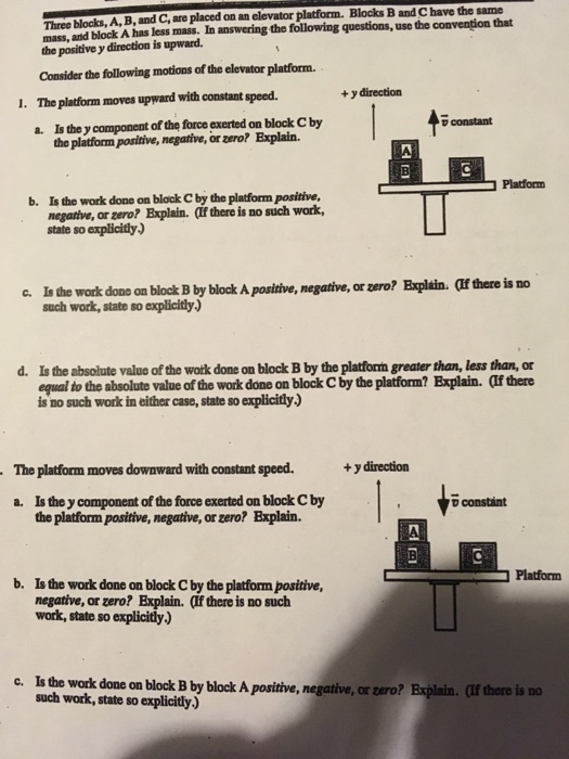 Solved Three blocks, A, B, and C, are placed on an elevator | Chegg.com