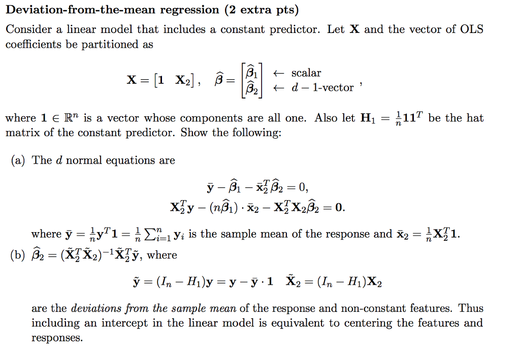Solved Deviation-from-the-mean regression (2 extra pts) | Chegg.com