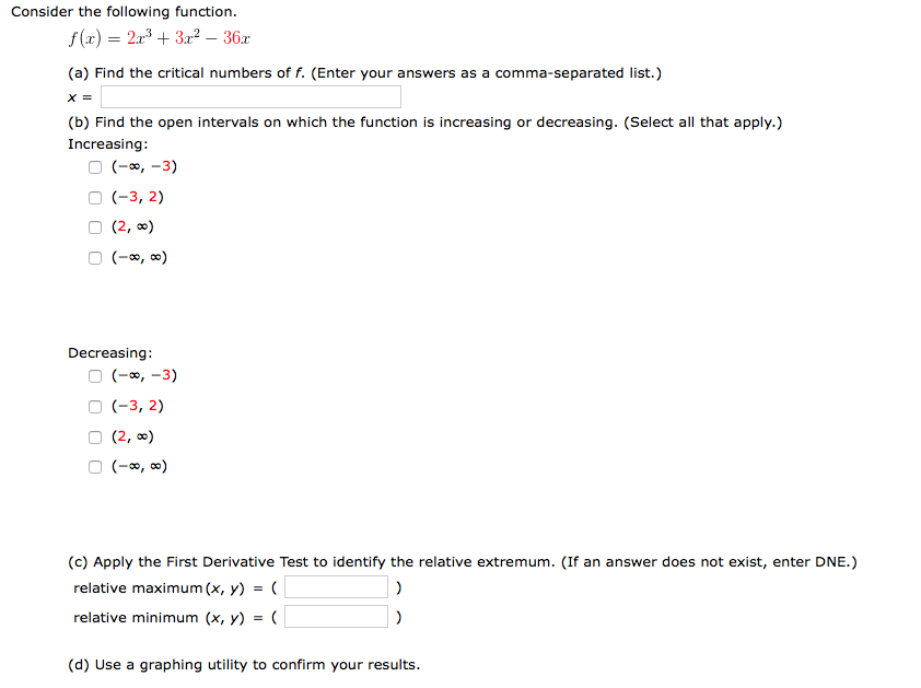 Solved Consider The Following Function F x 2x 3 3x 2 Chegg Solved Consider The Following Function F x 2x 3 3x 2 Chegg