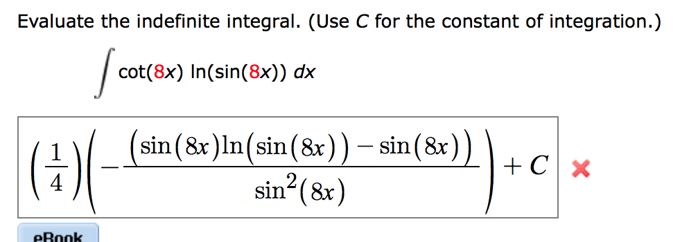 Solved Evaluate the indefinite integral. (Use C for the | Chegg.com