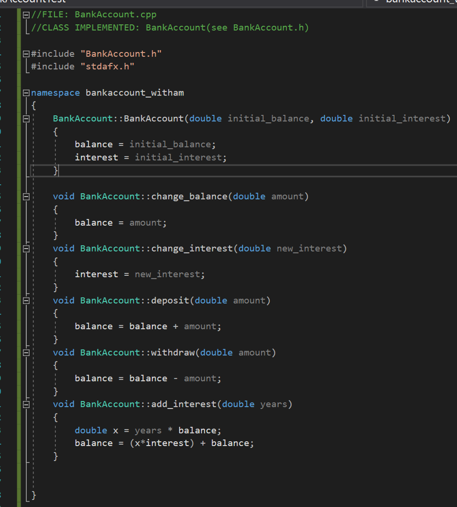 Solved I'm writing C++ code for a bank account, but I'm | Chegg.com