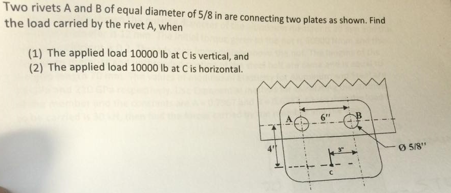 Solved Two rivets A and B of equal diameter of 5/8 in are | Chegg.com