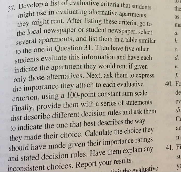 Solved a list of evaluative criteria that students might use | Chegg.com
