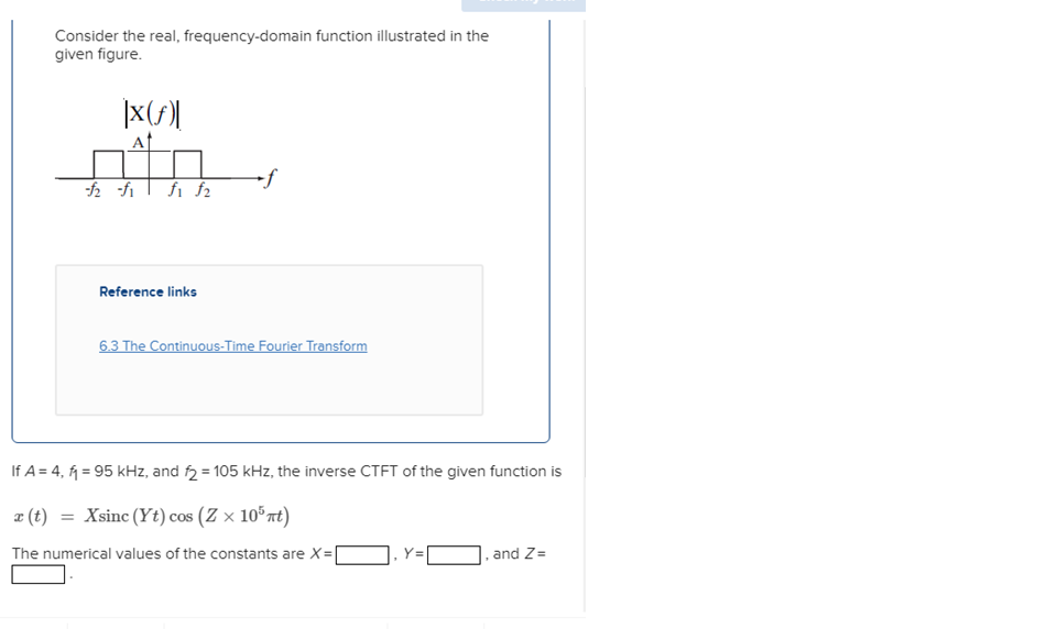 Solved Consider the real, frequency-domain function | Chegg.com