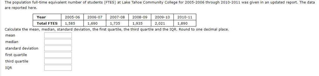 Solved The population full-time equivalent number of | Chegg.com