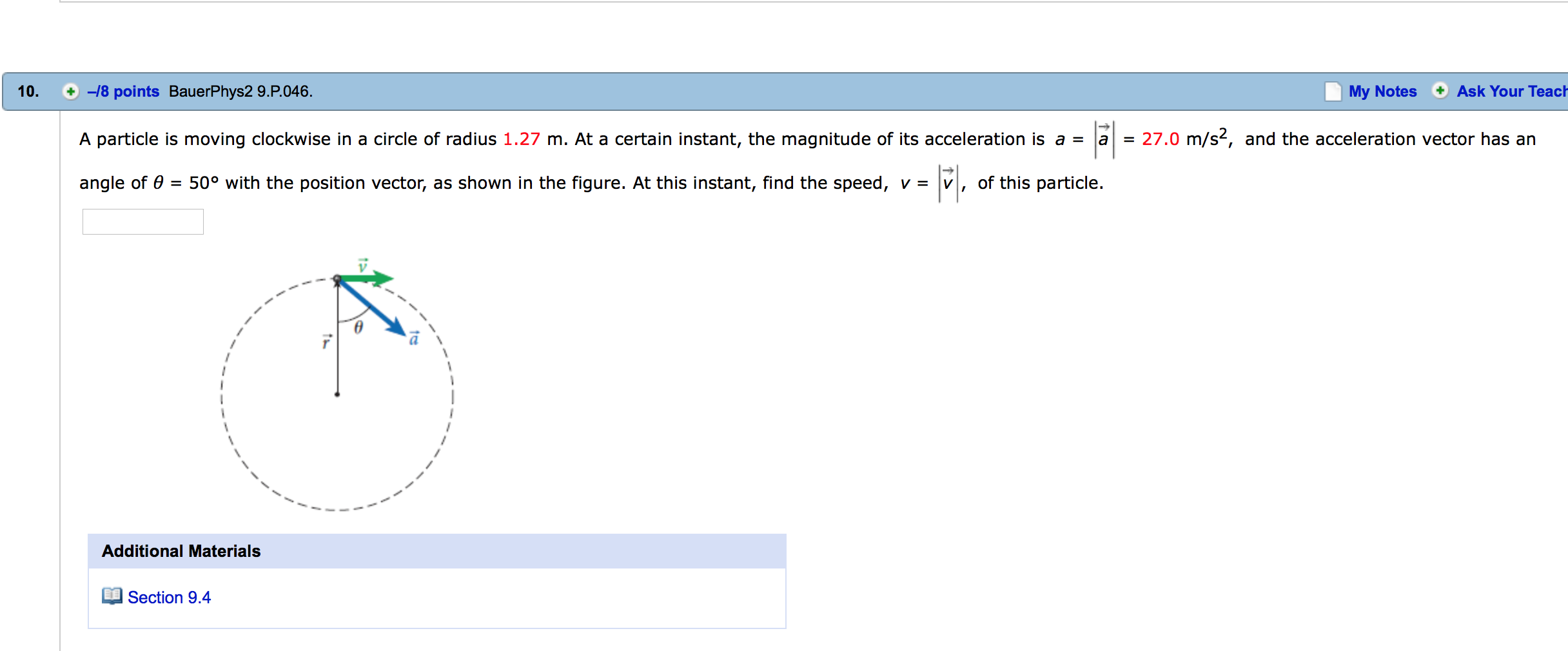 Solved A particle is moving clockwise in a circle of radius | Chegg.com