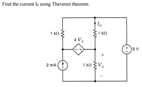 Solved Find the current Io using Thevenin theorem. | Chegg.com