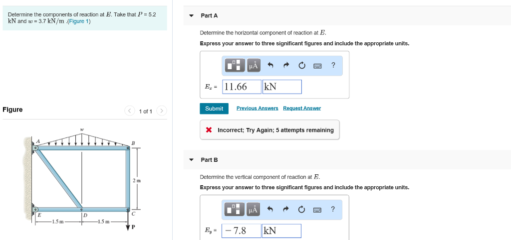 Solved Determine the components of reaction at E. Take that | Chegg.com