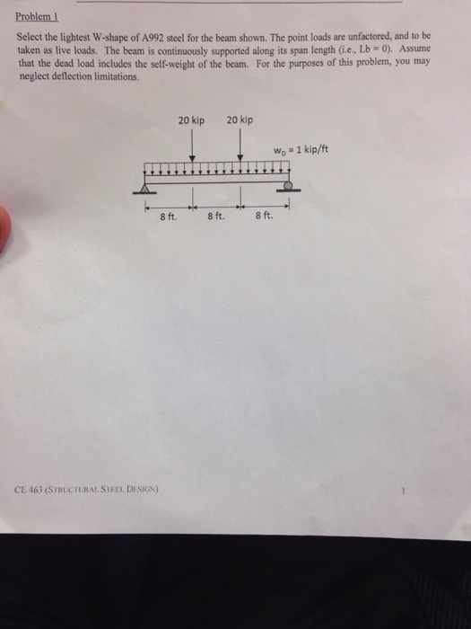 Solved Select the lightest W-shape of A992 steel for the | Chegg.com