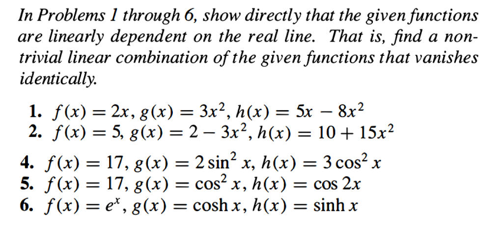 Solved In Problems 1 through 6, show directly that the given | Chegg.com
